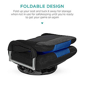 Best Choice Products Swivel Gaming Chair 360 Degree Multipurpose Floor Chair Rocker for TV, Reading, Playing Video Games w/Lumbar Support, Armrest Handles, Adjustable Foldable Backrest - Black/Blue