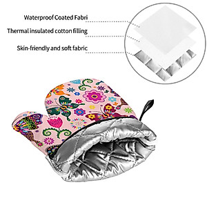 Colorful Butterflies Oven Mitts and Pot Holders Sets,Non-Slip Heat Resistant Oven Gloves for Grilling Baking Cooking Kitchen Housewarming Gift