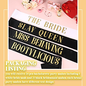 JellyArch 24 Pcs Bride Sash Bachelorette Party Bridesmaid Sashes Set Bridal Team Sash Bachelorette Party Sashes Bridal Shower Decorations Bride Gifts for Bride Bridesmaids Maid of Honor Party Supply