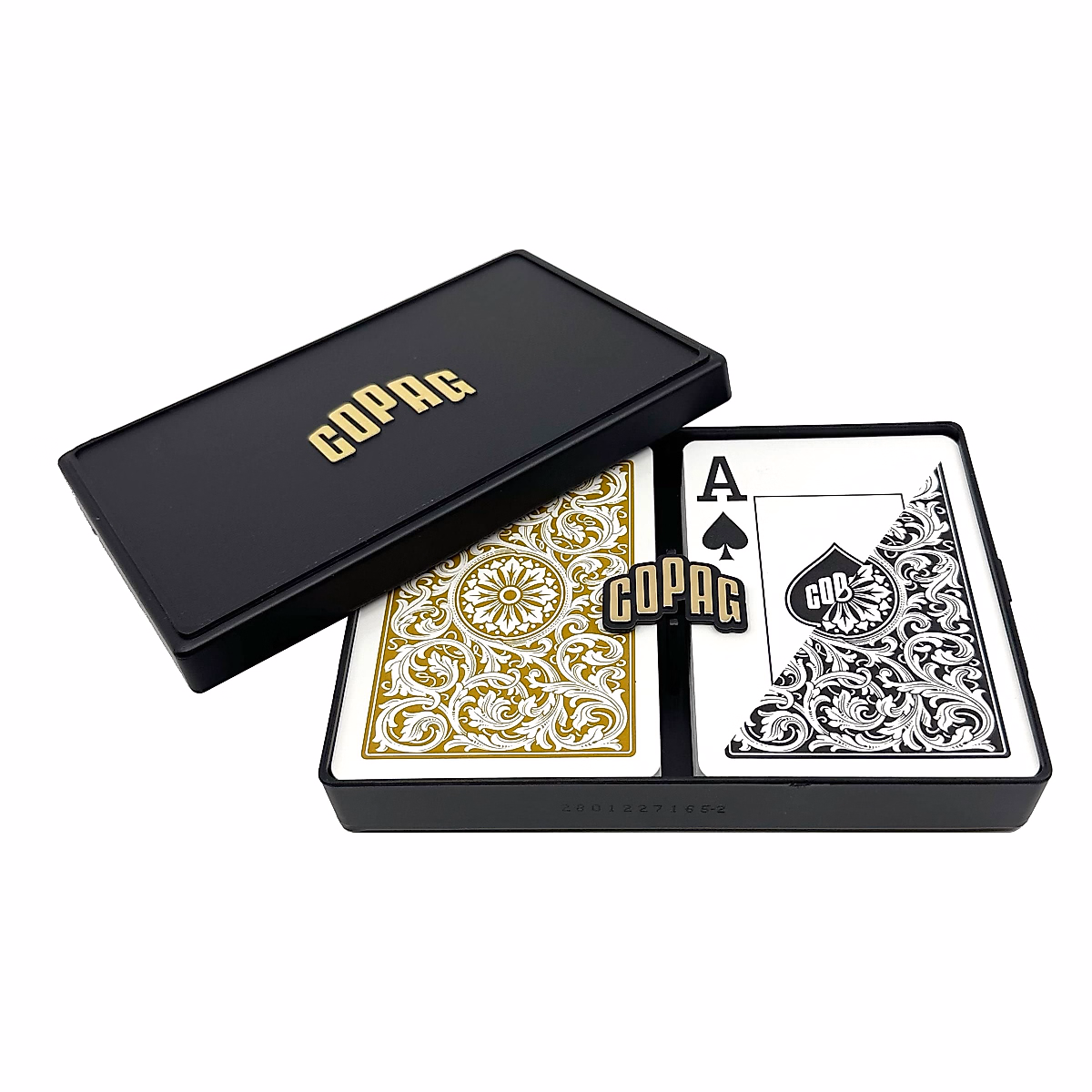 Copag 1546 Design 100% Plastic Playing Cards, Poker Size (Standard) Black/Gold (Jumbo Index, 1 Set)