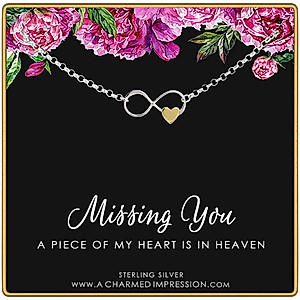 Sterling Silver Remembrance Jewelry • Gift for Loss of Loved One • Memory Keepsake Charm • Sympathy Gift • A Piece of My Heart is in Heaven