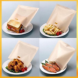 Generic Toaster Bags,Non Stick Reusable Toaster Bags,Washable Heat Resistant Sandwich Bag Pockets for Grilled Cheese,Pizza,Easy to Clean for Grilled Cheese (4), 6.5X6.4inch, Brown