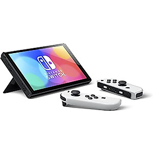 PURTCH Newest 2022 Model Switch OLED Display with White Controllers and Dock - 7" 1280 x 720 OLED Touchscreen Display, 64GB Internal Storage, 802.11AC WiFi, Bluetooth 4.1, Ethernet, Type-C