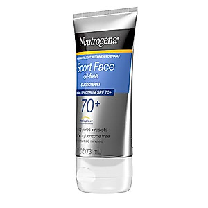 Neutrogena Sport Face Sunscreen SPF 70+, Oil-Free Facial Sunscreen Lotion with Broad Spectrum UVA/UVB Sun Protection, Sweat-Resistant & Water-Resistant, 2.5 fl. oz