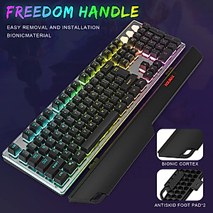 KOLMAX Gaming Keyboard and Mouse Combo,Rainbow Backlit Mechanical Feeling 104 Keys Keyboard with Ergonomic Detachable Wrist Rest,Aluminum Panel Keyboard 3600DPI Gaming Mouse for PC Mac Office/Gaming