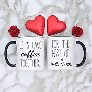 Celebrimo Lets Have Coffee Together For The Rest Of Our Lives Coffee Mug Set - Engagement Gifts for Couples - Mr and Mrs Wedding Gift for Couple - Bridal Shower Engaged Bride and Groom Couples Mugs