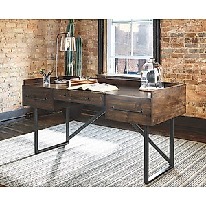 Signature Design by Ashley Starmore Urban Industrial 63" Home Office Desk with Open Storage Cubby, Brown