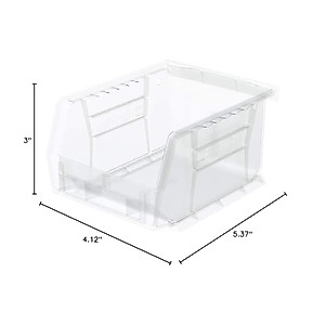 Akro-Mils 30210 AkroBins Plastic Hanging Stackable Storage Organizer Bin, 5-Inch x 4-Inch x 3-Inch, Clear, 24-Pack