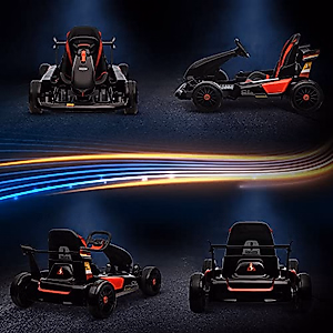 Aosom 24V 7.5 MPH Electric Go Kart, Drifting Car for Kids with Remote Control, Music, Horn Honking, Outdoor Ride On Toy Toys for 6-12 Years Old