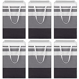 6 Pieces 75 L Laundry Hamper Freestanding Large Laundry Basket Organizer Waterproof Collapsible Tall Clothes Hamper Storage Basket with Easy Carry Handles for Dorm Room Bedroom Towels, Gradient Grey