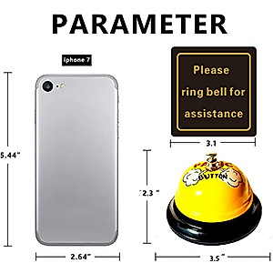Service Bell for Restaurant Desk Call Bells Dogs Bell Service Bell for Sick Funny Elderly Loud Bell(1 3.5" Service Bell & 1 Black Bell Sign with Sticker)