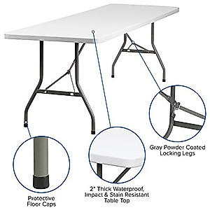Flash Furniture 8-Foot Granite White Plastic Folding Table