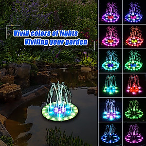 GAIZERL Solar Bird Bath Fountains 2024 Upgraded, 4W Solar Powered Water Fountain Pump with 4000 Battery, 7 Nozzles & 4 Fixers, Colorful LED Lights for Garden, Swimming Pool, Pond, and Outdoor Decor