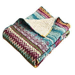 Greenland Home Southwest Throw, Fuchsia, Spruce, Blue, White, Green, 50" x 60"