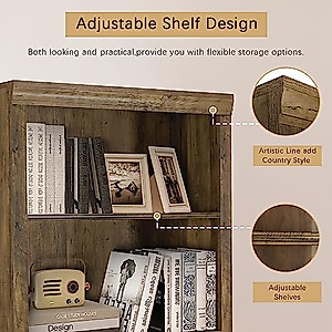 Vikiullf Wood Bookshelf - Tall Bookcase with 5 Storage Shelves, Freestanding Display Book Shelf for Living Room, Bedroom, Home Office Library, Child Room,Rust Brown