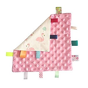 G-Tree Pink Baby Tag Comforter Taggy Blanket, Security Blanket with Multi-Coloured Tag, Taggy Plush Comforter - Pale Pink Textured Underside