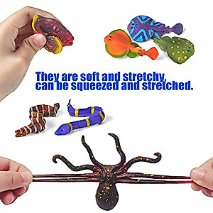 12 Pack Color Changing Sea Animal Toys,Change Color Ocean Animals,Floating Fish Bath Toys for Kids,Sea Creatures Themed Party Supplies,Easter Egg Fillers,Goodie Bags Fillers,Carnival Prizes