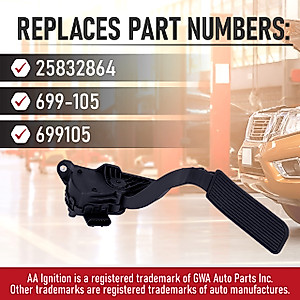 Replacement APPS - Acceleration Pedal Position Sensor - Compatible with Chevy, GMC, Cadillac and Hummer Trucks and SUVs - Replaces 25832864, 699-105, 699105 - With Pedal - Silverado, Sierra, Avalanche