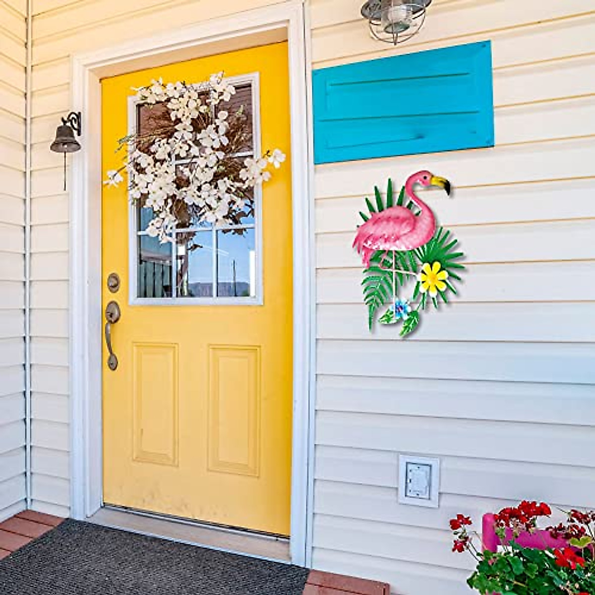 dreamskip Pink Flamingo Wall Decor, Outdoor Metal Wall Art, Flamingo Gifts for Woman, Decoration for Garden, Yard, Party