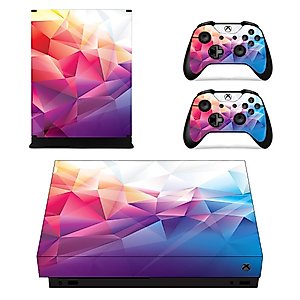 FOTTCZ Whole Body Vinyl Sticker Decal Cover for Xbox One X Console and 2PCS Controllers Triangle Composition