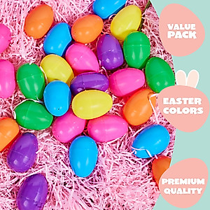 JOYIN 3.15" Easter Eggs, Fillable Plastic Eggs Empty Colorful Bright Eggshells with Hinge for Easter Hunt, Filling Treats, Party Favor, Basket Stuffers, Classroom Prize Supplies, 36PCS
