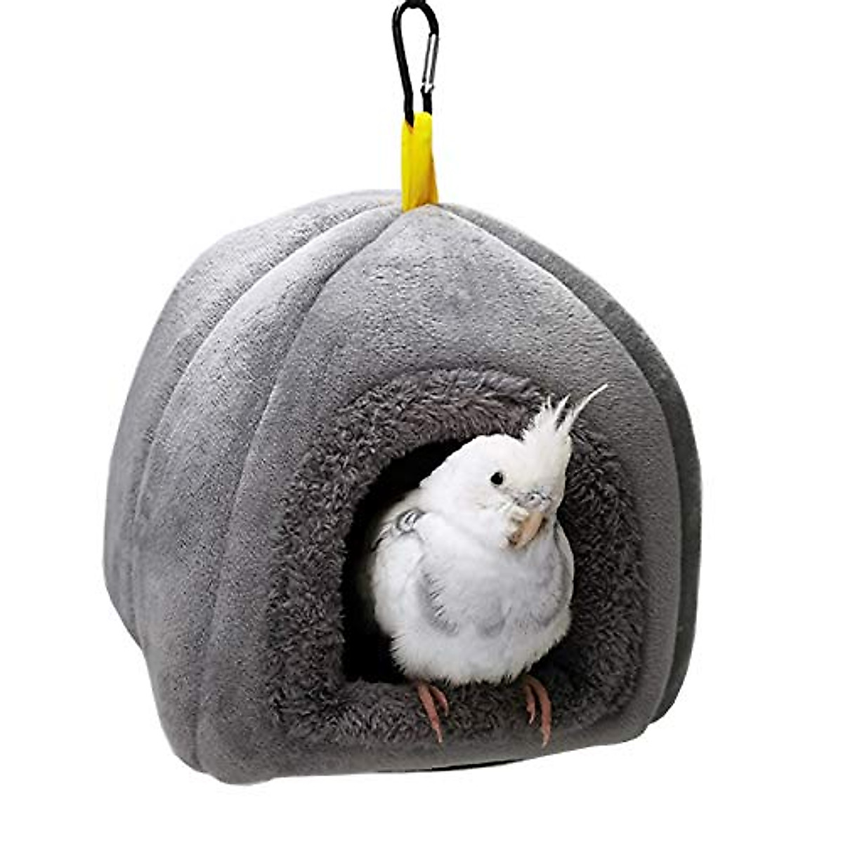 Extra Warm Bird Nest House Parrot Hanging Hammock for Cages，Winter Bird Shed Hut Soft Snuggle Cave Tent Cozy Hideaway，Pet Plush Sleeping Bed for Hamster Parakeet Cockatiel Conure Lovebird (Grey)