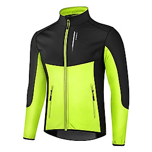 INBIKE Cycling Jackets for men Running Biking Jacket Windbreaker Thermal Windproof Reflective Cold Weather Black Green Large