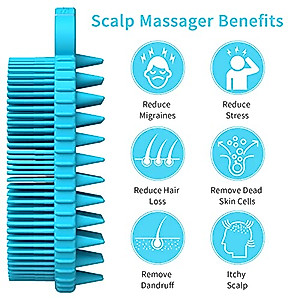 BathWe 2 Pack Silicone Body Scrubber, 2 in 1 Shower and Shampoo Scalp Massager Brush for Dry and Wet, Men Women Bath Exfoliate Accessory (Large)