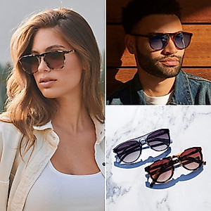 WMP Eyewear - Modern One Bridge Large Round Sunglasses (Beige Tortoise Frame/Gradient Brown Lens)