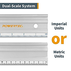 POWERTEC 71503 50" Anodized Aluminum Straight Edge | Metal Straight Edge Machined Flat to Within 0.003” Over Full 50” - Professional Finishing Tools