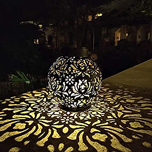 HaoPei Hanging Outdoor Solar Lights Waterproof Lotus Lantern Front Porch Yard Patio Garden Decor for Outside Backyard Wall Pathway Ornaments, HaoPei-01