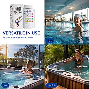 BOSIKE 6 in 1 Hot Tub Test Strips - 125 ct - Water Testing Kit for Swimming Pool & Spa - Tester for Hardness, Total & Free Chlorine, Bromine, Alkalinity & pH