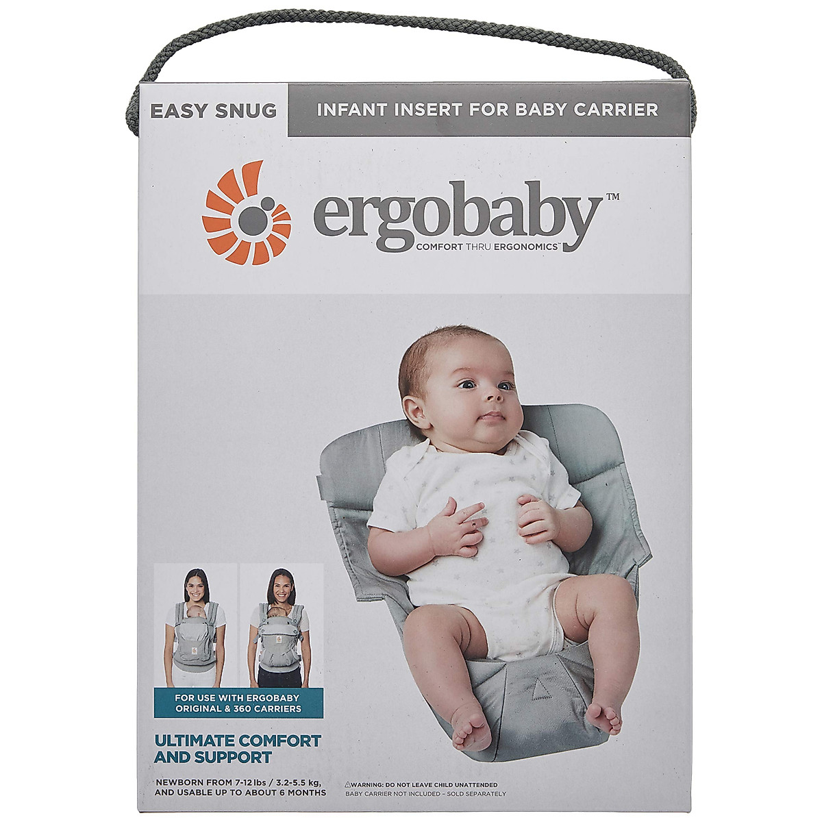 Ergobaby Easy Snug Infant Insert, Grey, Premium Cotton