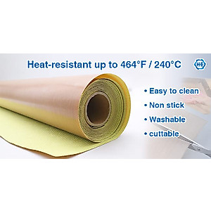 36 in x 15 ft Self-Adhesive PTFE Roll 5 Mil Heat Press Cover Roll PTFE Coated Heat Resistant Fabric