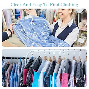 cobee 60x90 cm Garment Bags for Hanging Clothes, 12 Packs Plastic Dry Cleaner Bags, Hanging Dust-Proof Clothing Protector Covers for Long Dresses, Suit, Coat Closet Clothes Storage