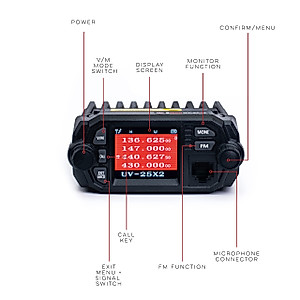 BTECH UV-25X2 (Second Gen.) Mini Mobile 25 Watt Dual Band Base, Mobile Radio: VHF, UHF Amateur (Ham)