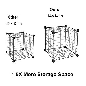 VINGLI Wire Cube Storage, 16-Cube Metal Grids Shelves, Stackable Storage Bins Multifunction Modular Bookcase Closet Cabinet Ideal for Living Room Bedroom, Home, Office