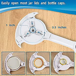 Jar Opener, Jar & Bottle Opener for Weak Hands Seniors with Arthritis Lid Opener Cap Opener Grip Opener | Labor-saving | Multifunctional | Adjustable | Handheld (Pure White)