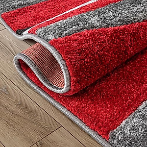 Well Woven Ruby Galaxy Waves Contemporary Runner 60010 Area Rug, 1'8" x 7'0", Grey/Red