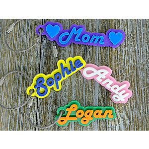 Retro Personalized Water Bottle and Bag Name Tag, Hard Plastic Luggage Label Custom Nametag