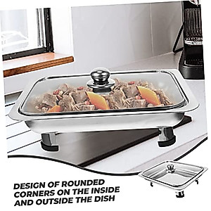 Garneck Steel Buffet Metal Serving Tray Dish Rack Tray Stainless Steel Sheet Pan Salad Platter Chafing Warmers Chafing Dish Inserts Buffet Party Metal Tray Canteen Tray Buffet Snack Tray