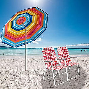 Set of 2 Patio Lawn Webbed Folding Chairs, Outdoor Beach Chair Portable Camping Chair, Webbed Folding Chair for Yard, Garden,Red