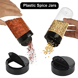 MUXHEL 12 Pcs 15 oz Plastic Spice Jars with Shaker Lids, Food-Grade Clear Seasoning Shaker Containers, Large Spice Containers for Spice, Powders and Herbs