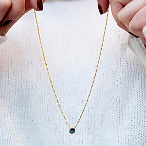 Ross-Simons 0.60 Carat Bezel-Set Sapphire Adjustable Necklace in 18kt Gold Over Sterling