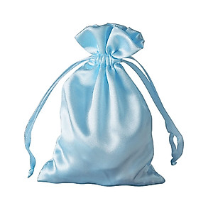 SENNAUX Satin Gift Bag 25PCS/50PCS/100PCS Satin Drawstring Bags Jewelry Bags Smooth Soft Silk Bags Satin Pouches for Baby Shower Wedding Party Favors Festival Christmas Valentine's Day (7x9 Inch (Pack of 25), Blue)