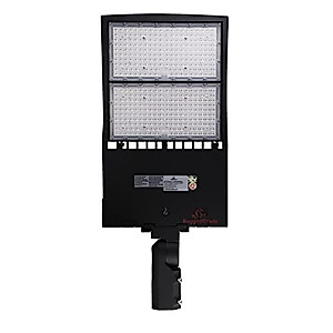 RuggedGrade 300 Watt LED NextGen III Shoebox Light - 42,000 Lumen - 5000K Bright White - Slip Fit - with Photocell - Black Housing