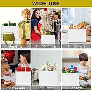 12 Pack Medium Gift Bags with Ribbon Handles & Tissue bags, White Gift Bags for Shopping, Small Business, Bridal Party, Wedding, Baby Shower, Bridal Party, Christmas and Holiday (10.6” x3.1” x8.3”)