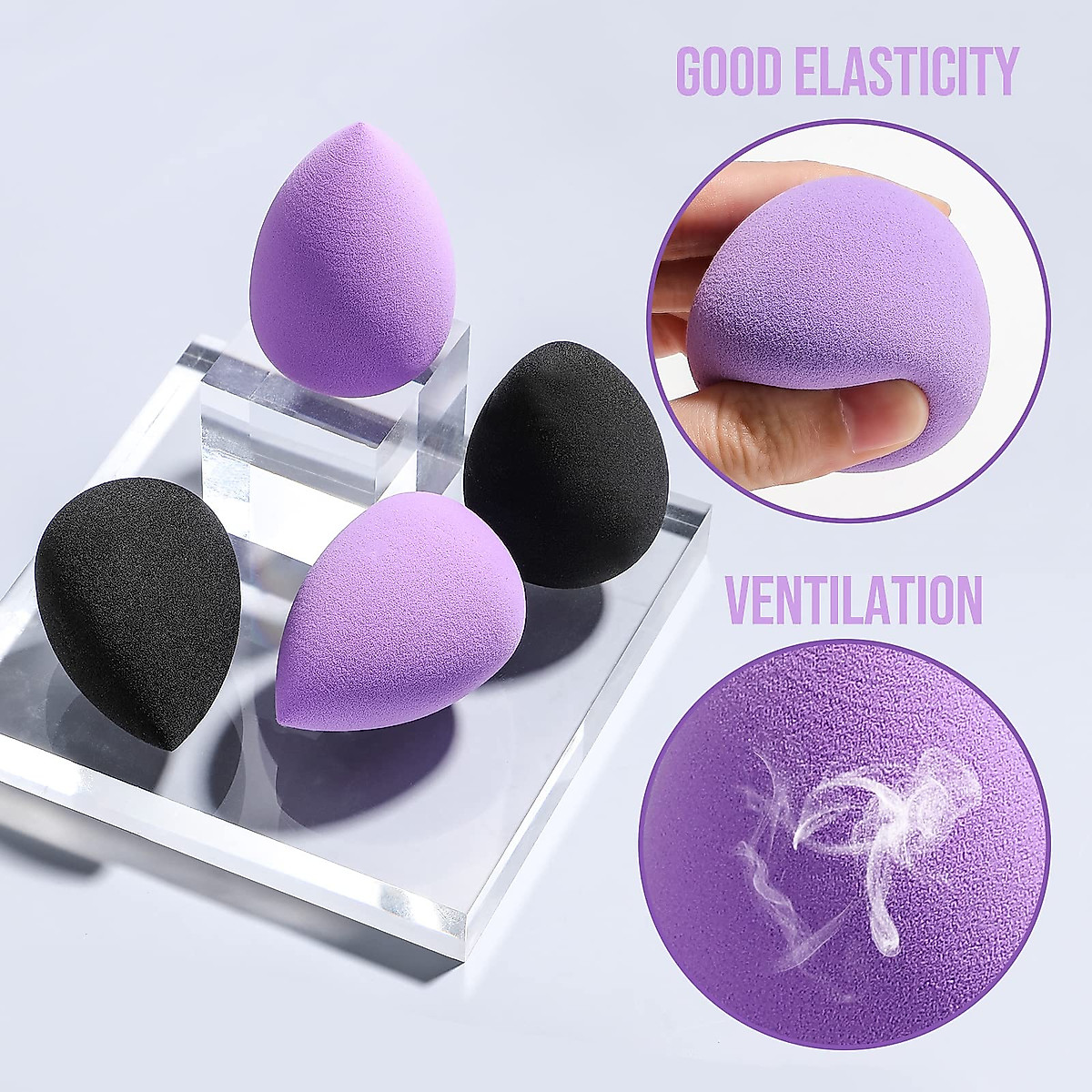 BS-MALL Makeup Brushes Premium Synthetic Foundation Powder Concealers Eye Shadows Makeup 18 Pcs Brush Set with 4 Pcs Makeup sponge Set