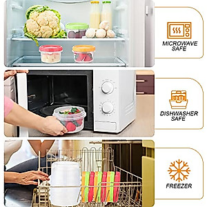 72 Pack 8 oz Twist Top Food Storage Containers with Screw Lids Reusable Freezer Containers Plastic Airtight Deli Food Jars for Food Microwave Dishwasher Leak Proof (Red, Yellow, Green)