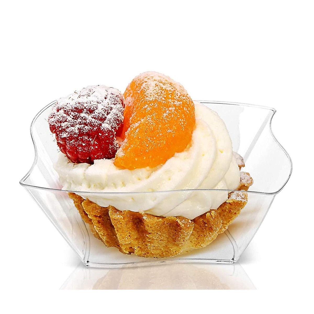 Healthcom 48 Packs 5 Oz Clear Dessert Bowls Plastic Appetizer Plates Dessert Dishes Bowls Tasting Cups Mini Dessert Bowls Serving Plate Reusable Disposable Bowls Small Catering Dessert Bowls for Party